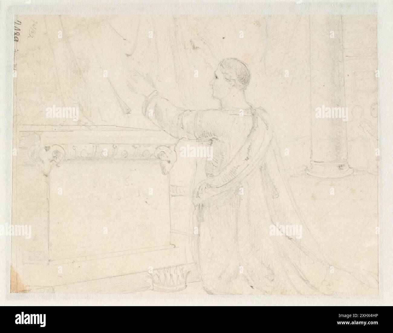 A king kneels in front of an altar, by whose foot his crown lies Dreyer ...