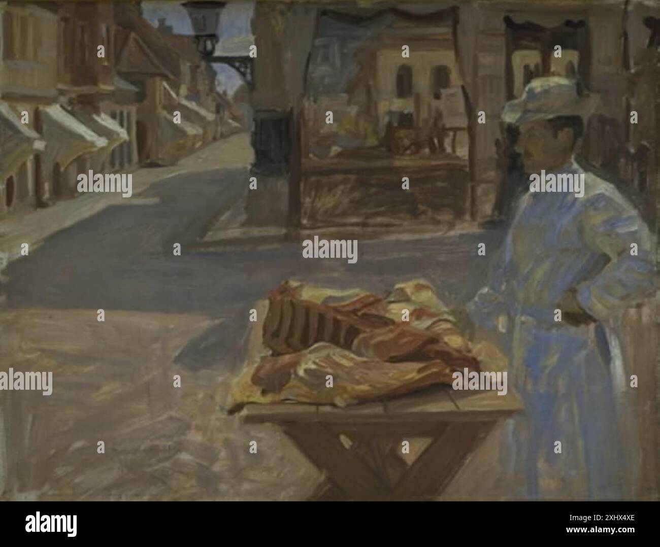 The butcher Hansen, Peter 1868 - 1928 Painting Slagteren Stock Photo ...