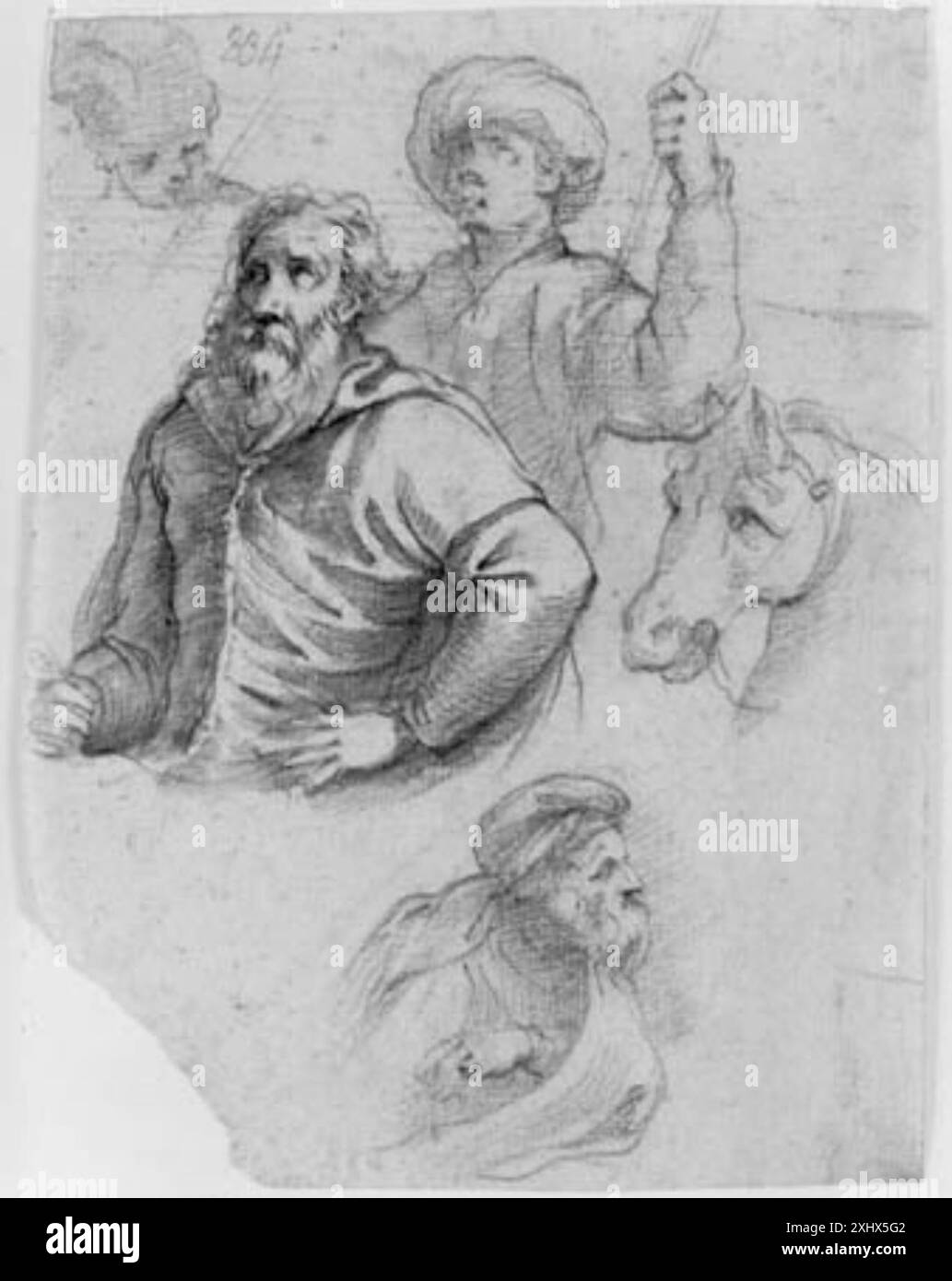Drawing by Giovan Battista Vanni depicting multiple figure studies ...