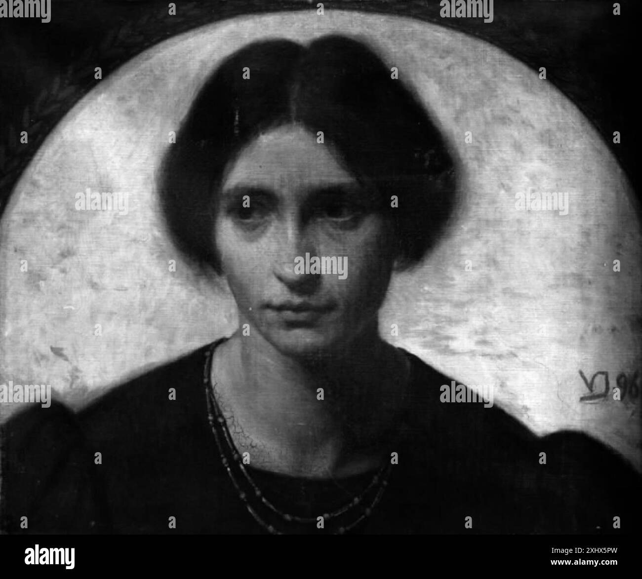 A portrait painting by Valdemar Irminger (1850–1938) depicting a woman ...