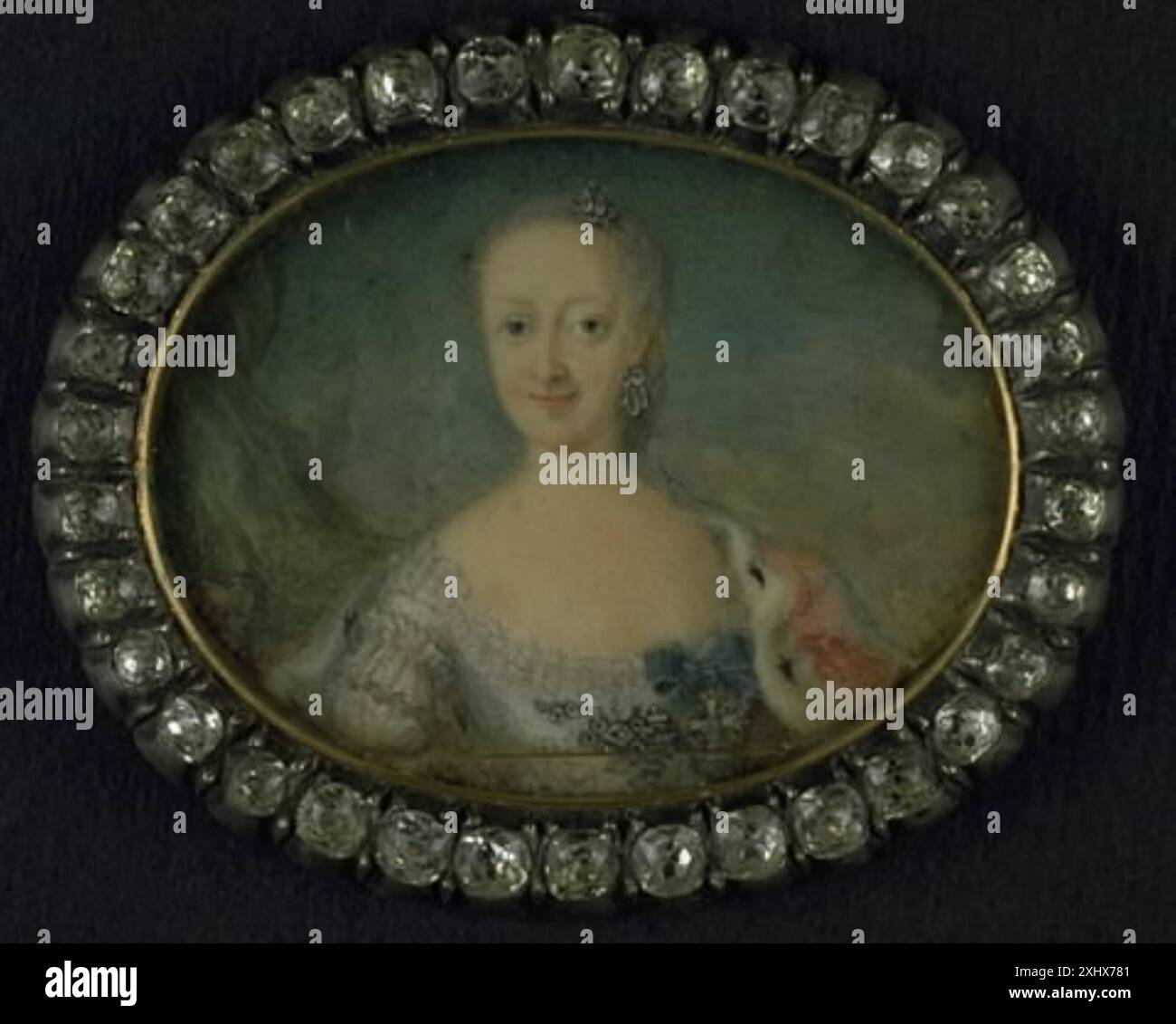 Miniature portrait depicting Queen Juliane Marie, showing head, facial ...