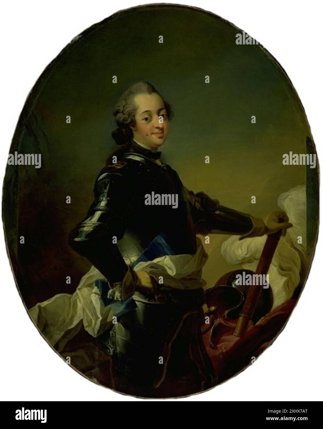 A portrait painting by C.G. Pilo showing King Frederik V of Denmark ...
