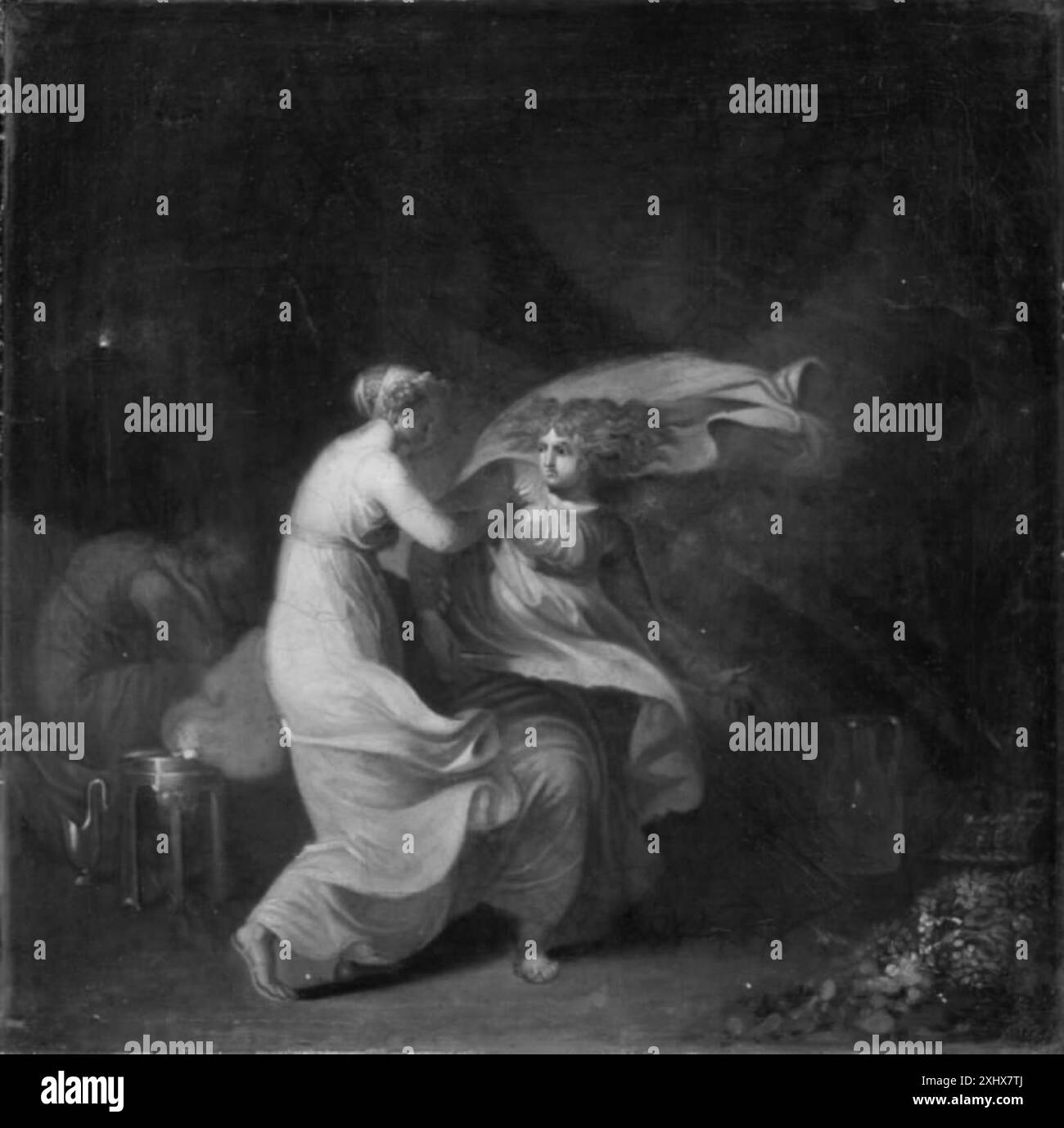 A painting by Nicolai Abildgaard depicting two female figures, Julia ...