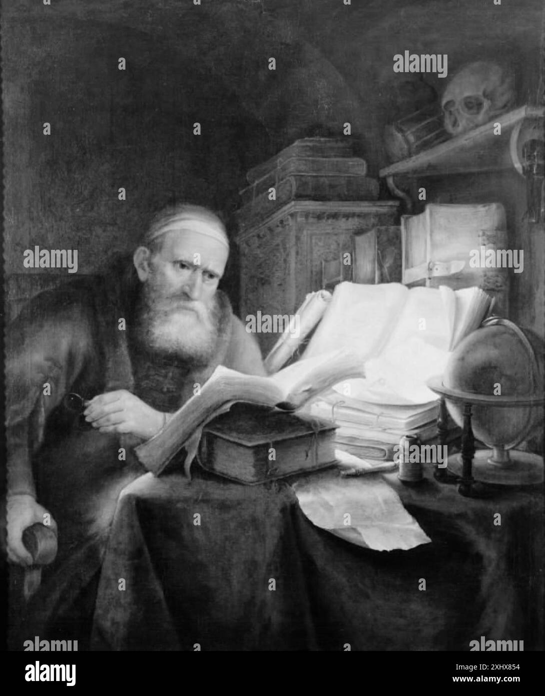 A painting by Thomas Mathisen depicting a scholar, reflecting 17th ...