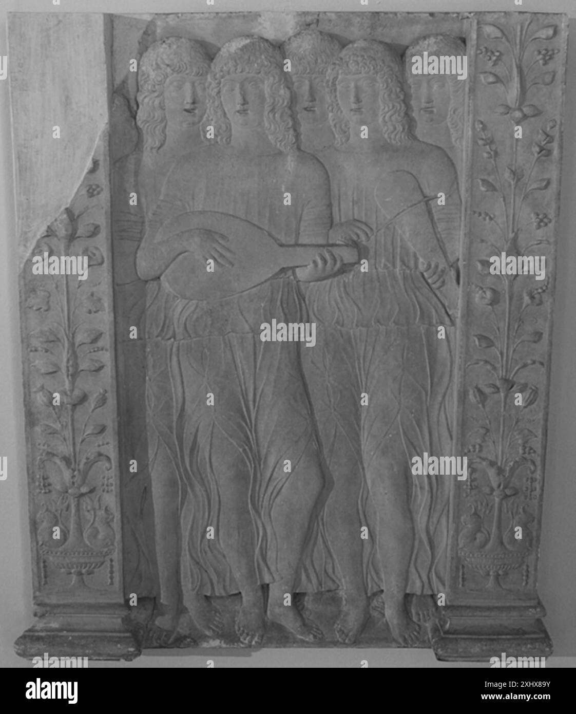 Angels with musical instruments Black and White Stock Photos & Images ...
