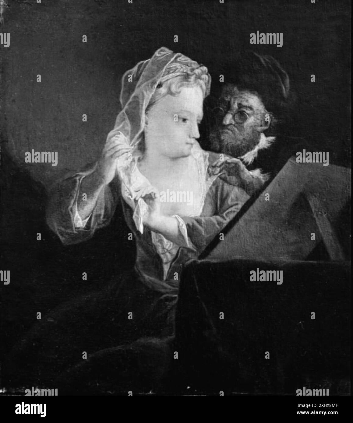 Man woman looking face in Black and White Stock Photos & Images - Alamy