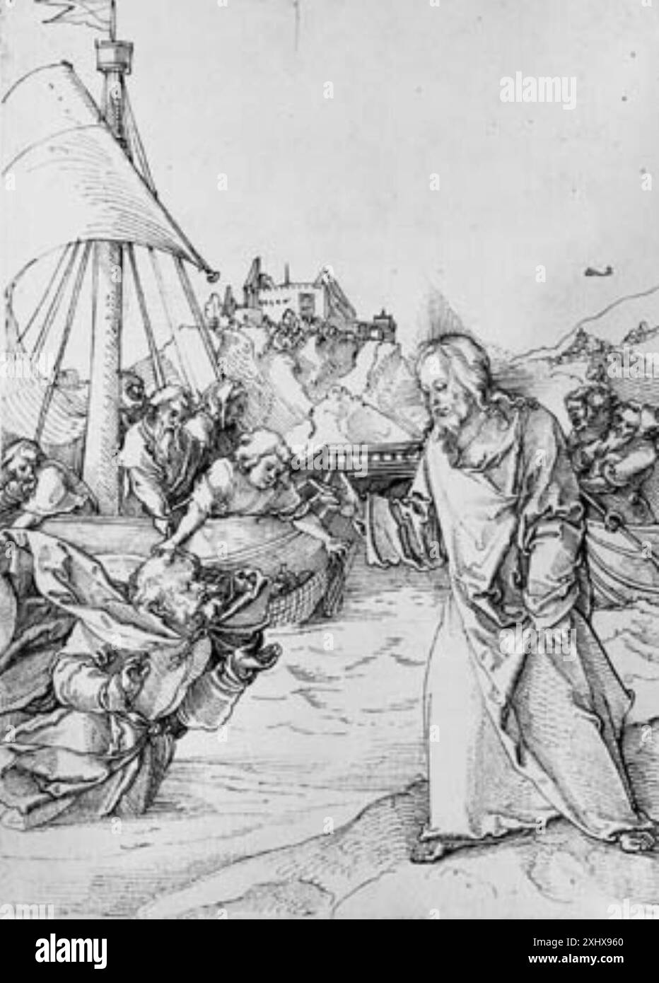 The miraculous draught of fishes Schäufelein, Hans 1480 - 1538 Drawing ...