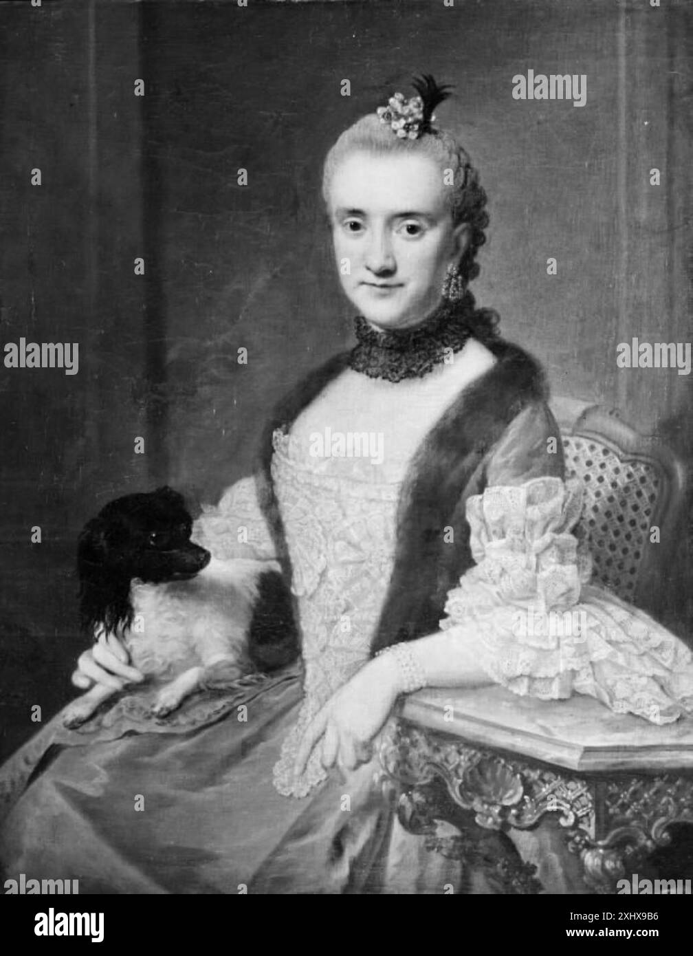 A portrait by Johann Georg Ziesenis depicting Freifrau von Münchhausen ...
