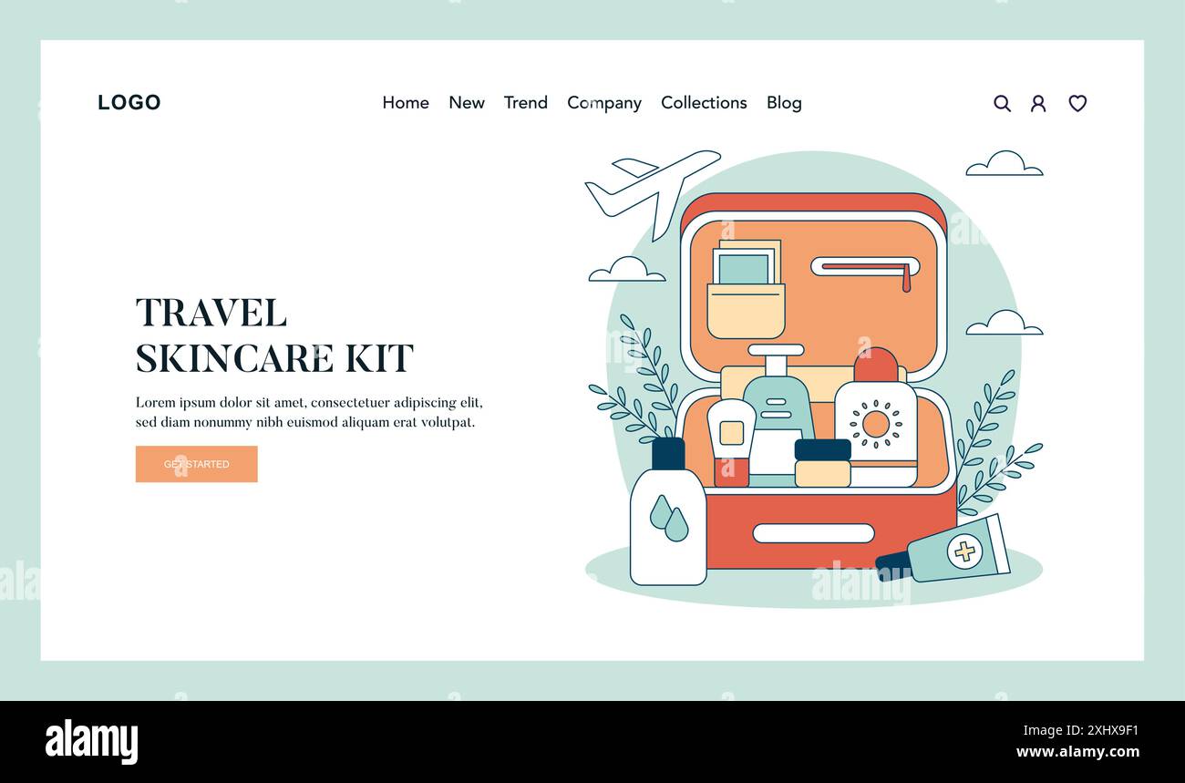 Skincare toolbox concept. Essential products for travel skincare ...