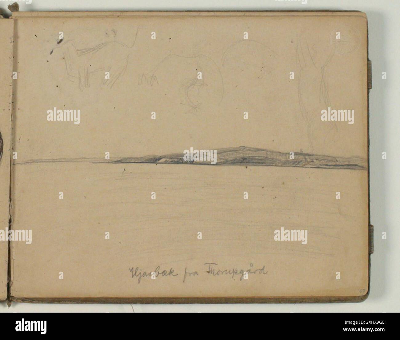 Landscape sketch and animal sketches Larsen Stevns, Niels 1864 - 1941 ...