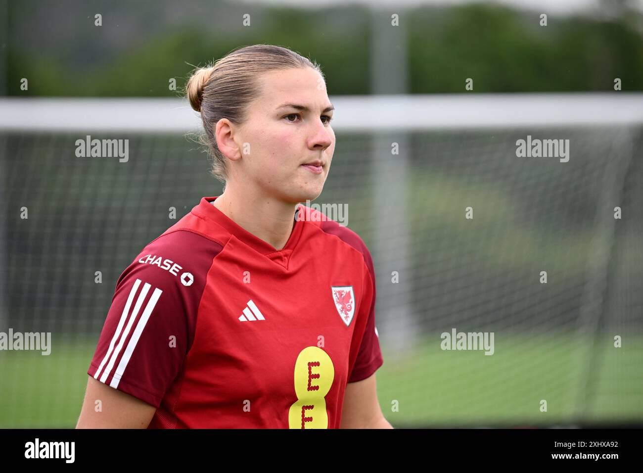 CARDIFF, UK. 15th July, 2024. Wales' Alice Griffiths during a training ...