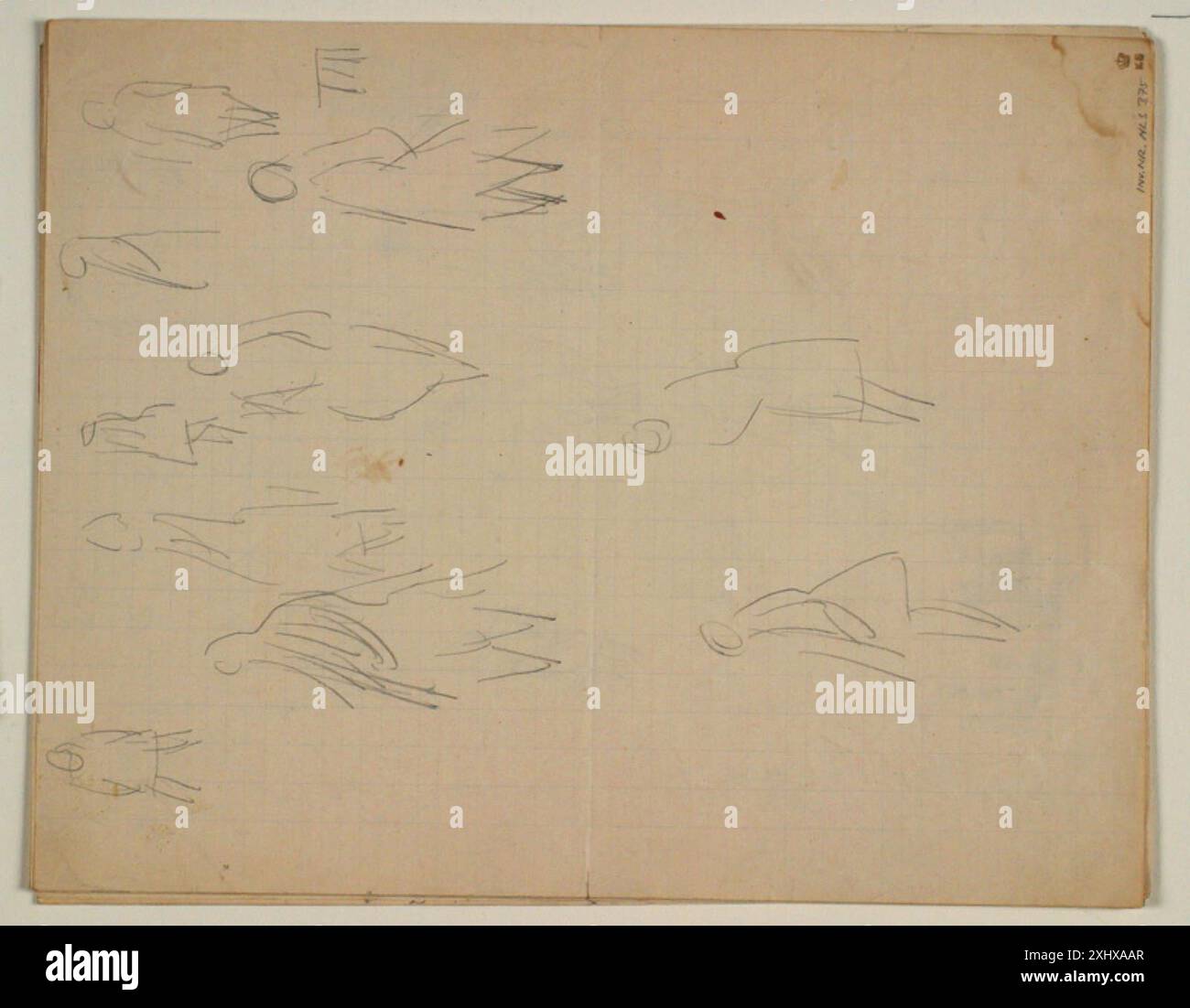 Drawings by Niels Larsen Stevns featuring sketches of figures in motion ...