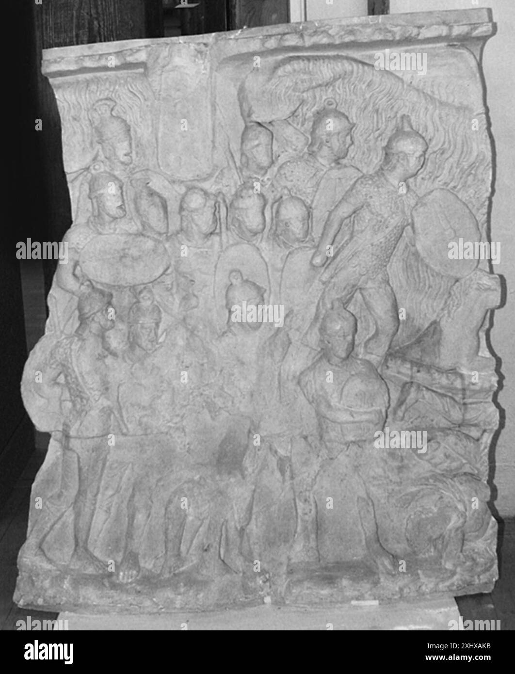 Relief depicting rain assisting Romans in battle, with hand visible ...
