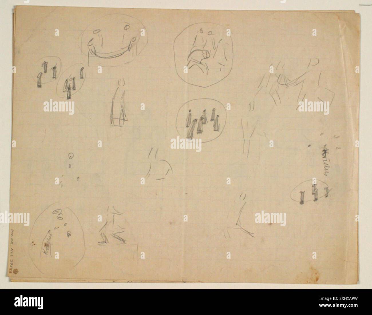 Drawing by Niels Larsen Stevns showing multiple human figures in motion ...