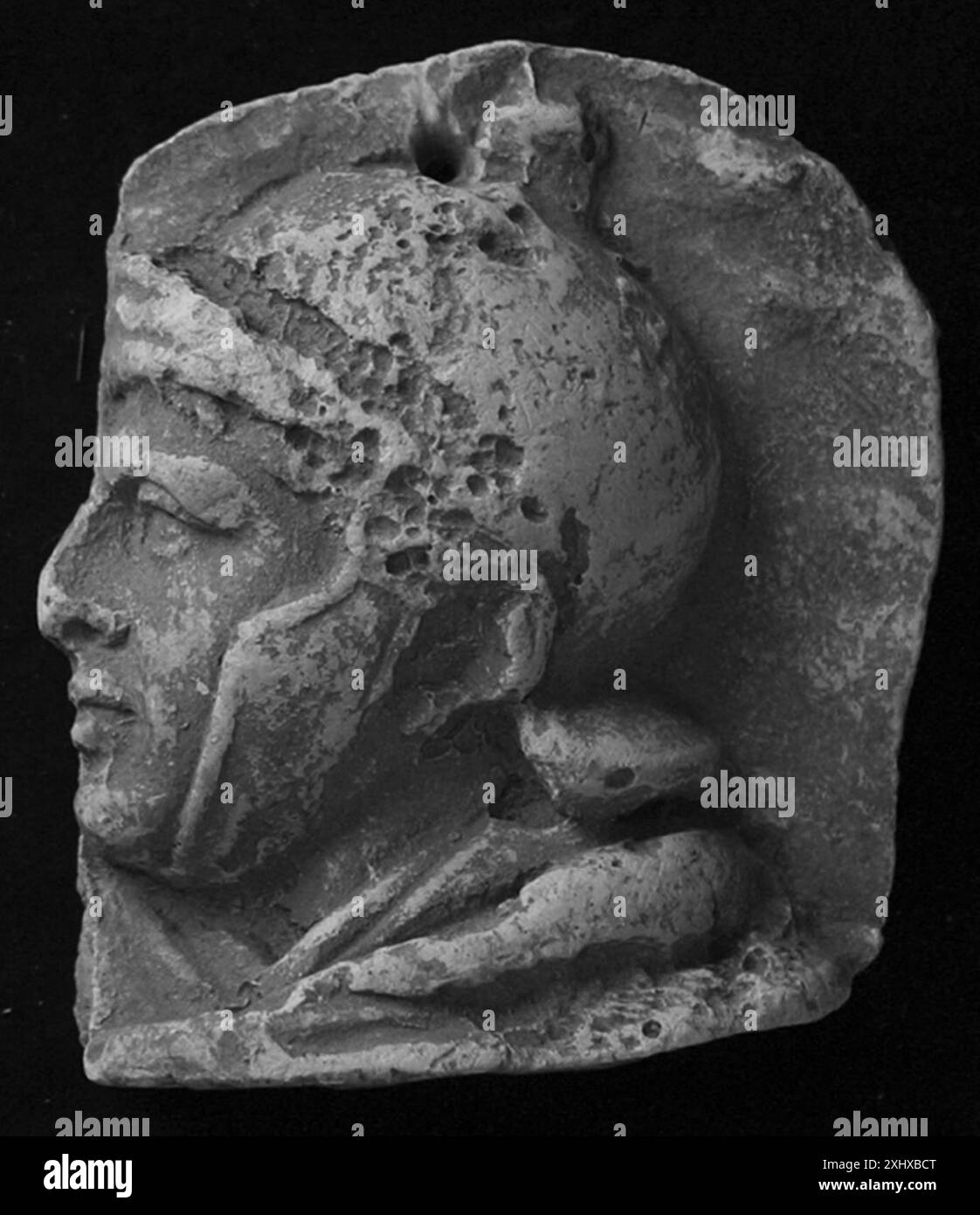 A sculpted head of a man in left profile from the Trajan Column ...