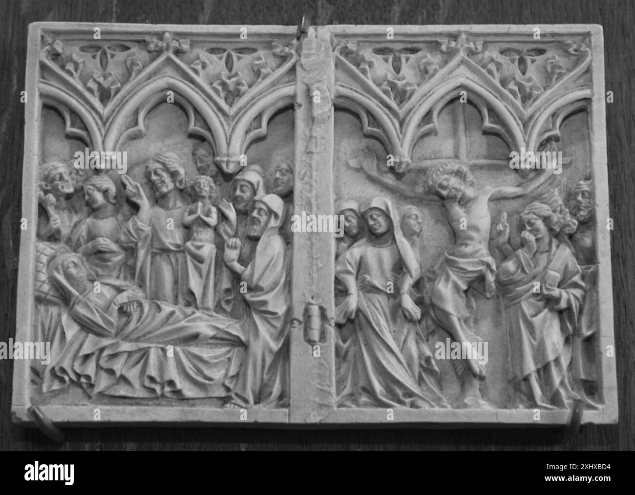 The Death of the Virgin Mary, the crucifixion Unknown Diptych Jomfru ...