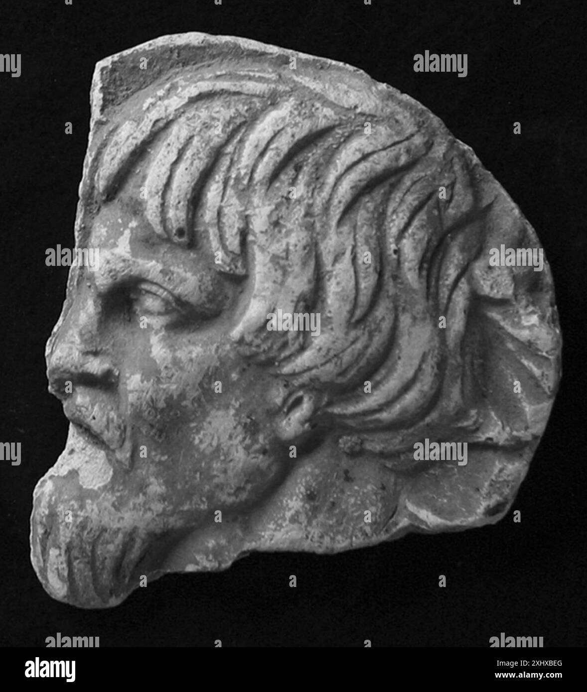 A Roman male head in left profile from the Trajan Column, showing ...
