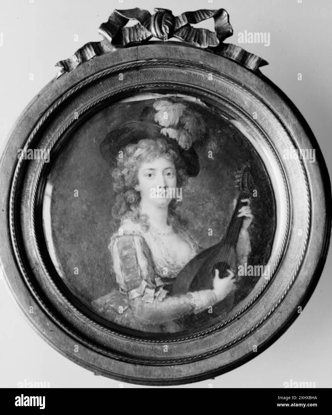 Miniature showing a lady in a Spanish dress playing the mandolin ...