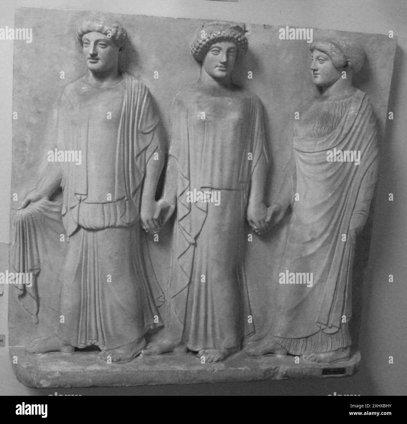 Votive relief depicting the Three Charites, also known as the Graces ...