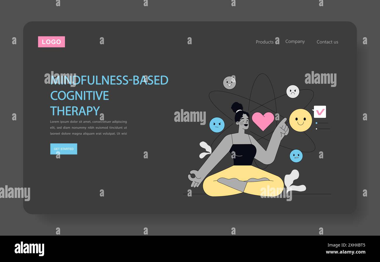 Cognitive Behavioral Therapy concept. An illustration showcasing a mindful mediation session ...