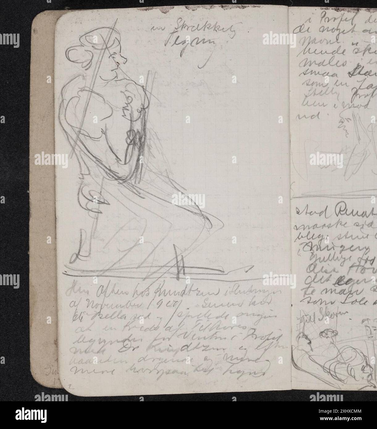 Drawing by J.A. Jerichau documenting diary notes from magazine 1 ...