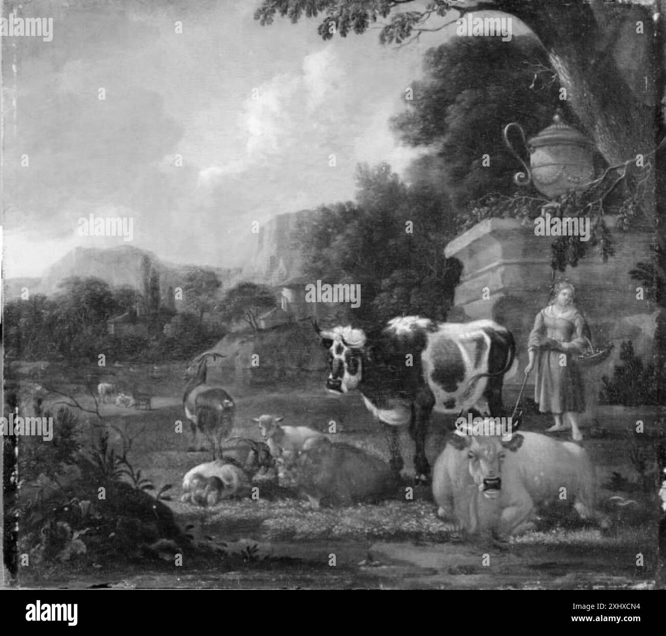 Shepherdess with her Cattle, Sheep and Goats Velde, Esaias van de 1587 ...