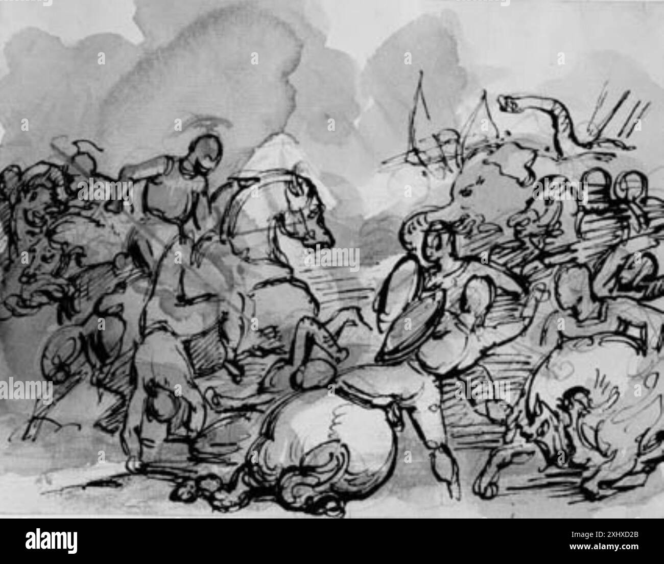 Drawing of an equestrian scene showing a rider and horse in motion by ...