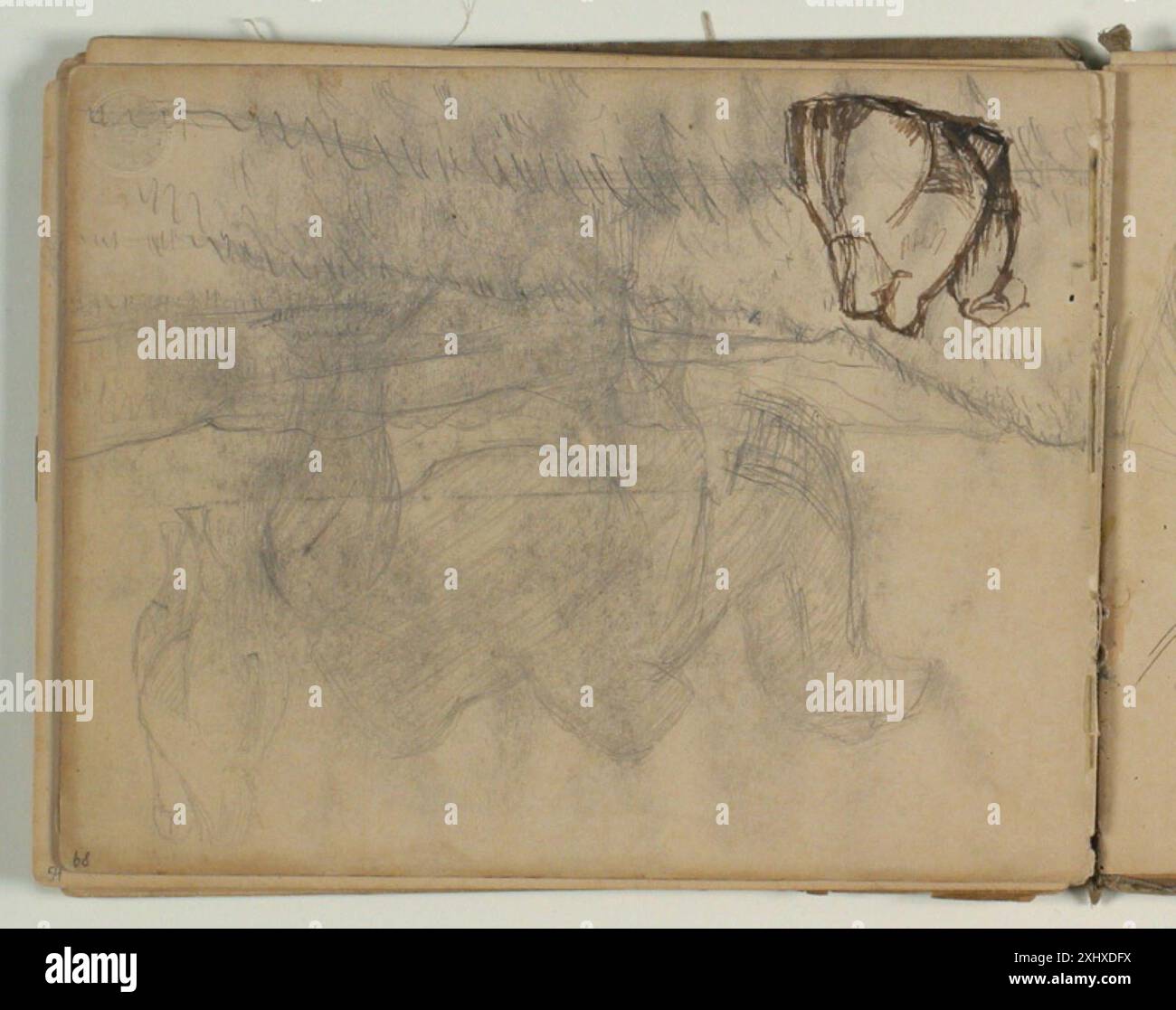 Landscape sketch and sketches of camel Larsen Stevns, Niels 1864 - 1941 ...