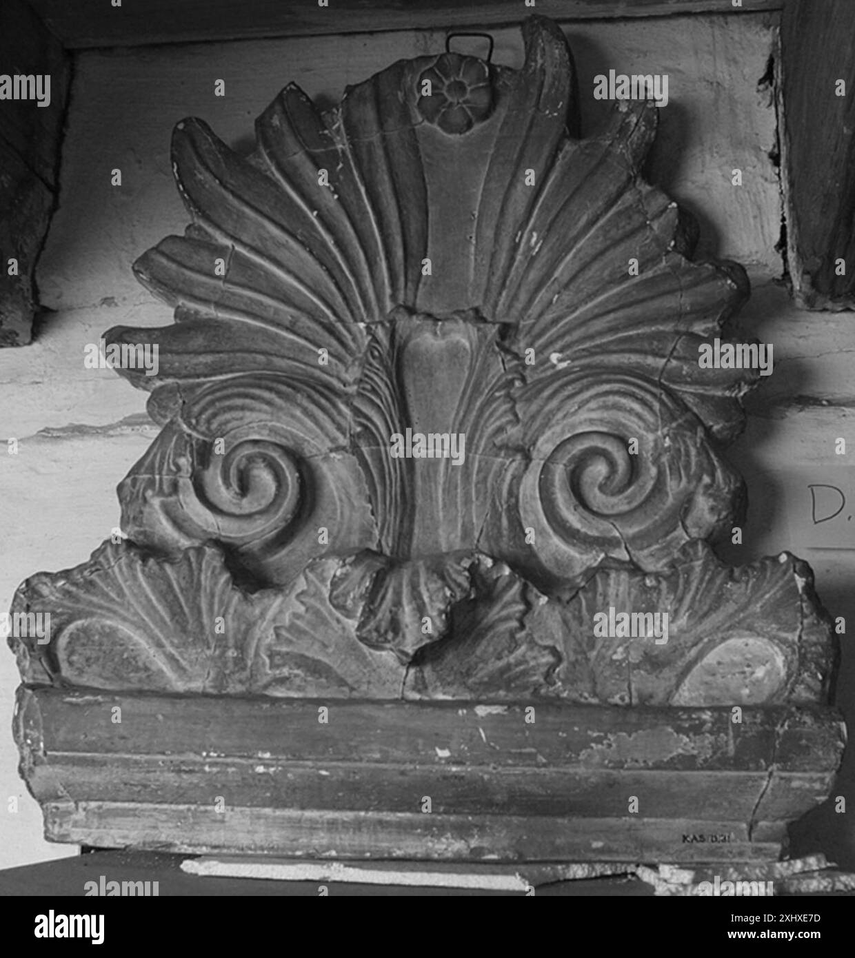 Relief of a grave stele showing anthemion motif with half-palmette over ...