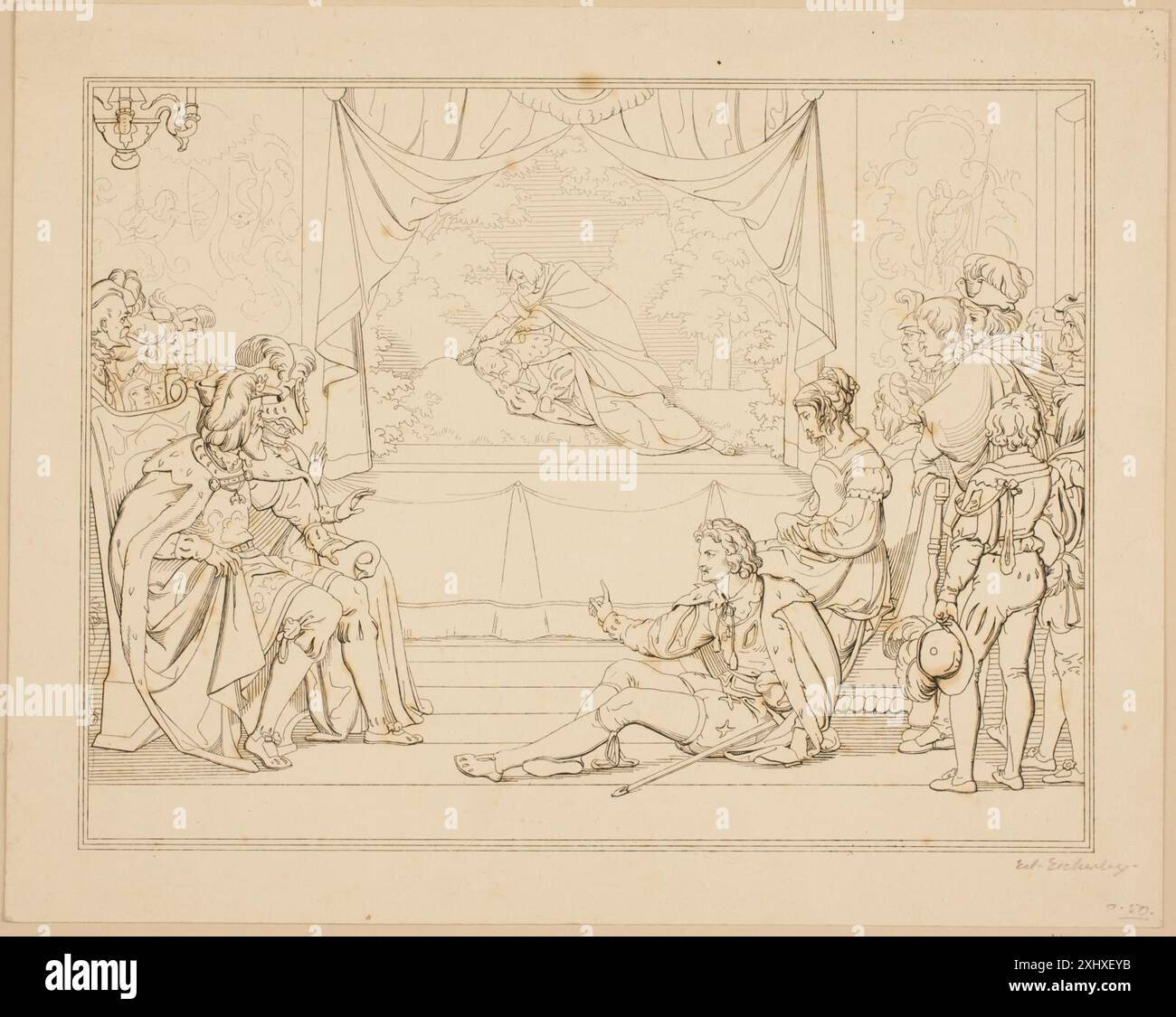 Engraving by Erling Eckersberg depicting a scene from Shakespeare's ...