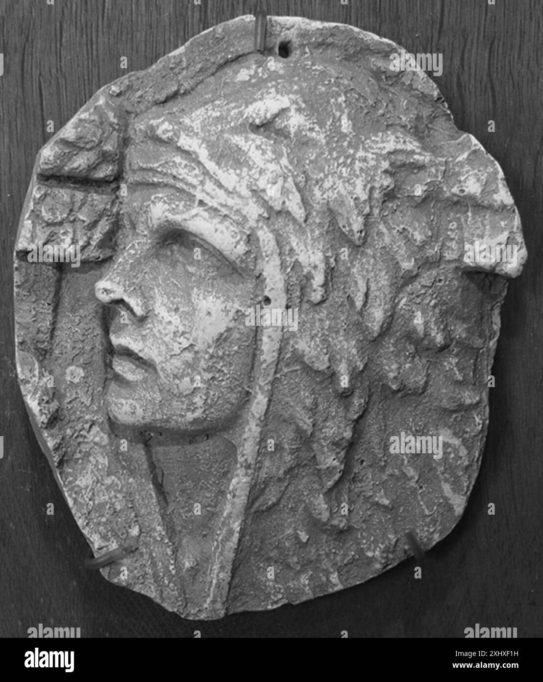 Relief from Trajan's Column depicting a man's head in left profile ...