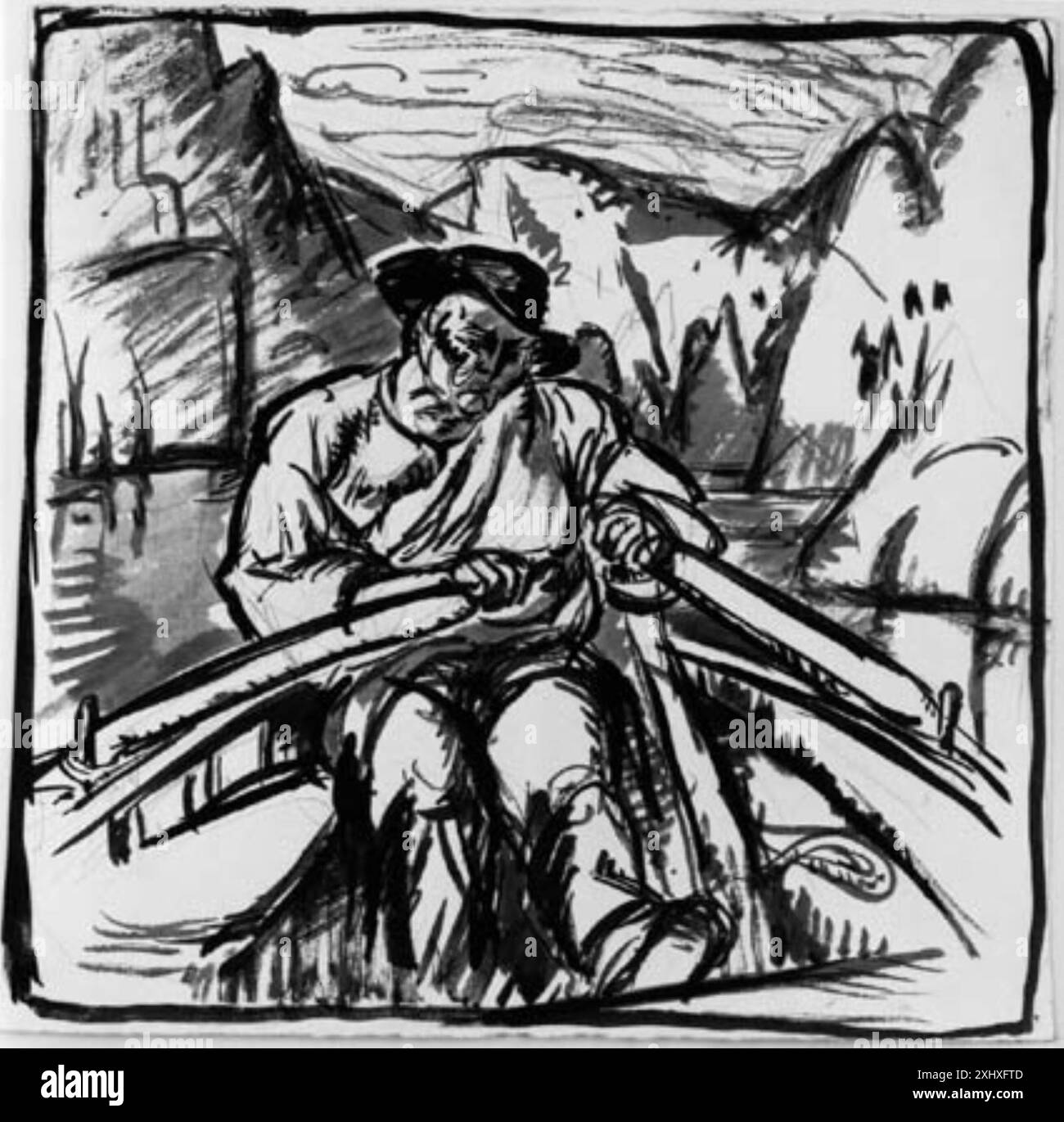 A drawing by Emile Othon Friesz (1879–1949) depicting a fisherman ...