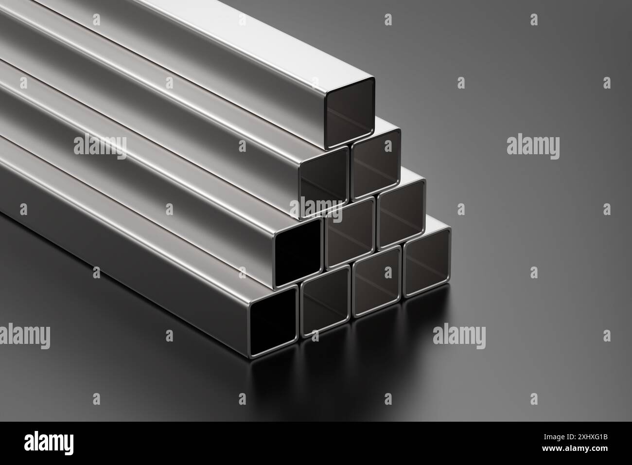 3d rendering stack of rectangular pipes in factory Stock Photo - Alamy