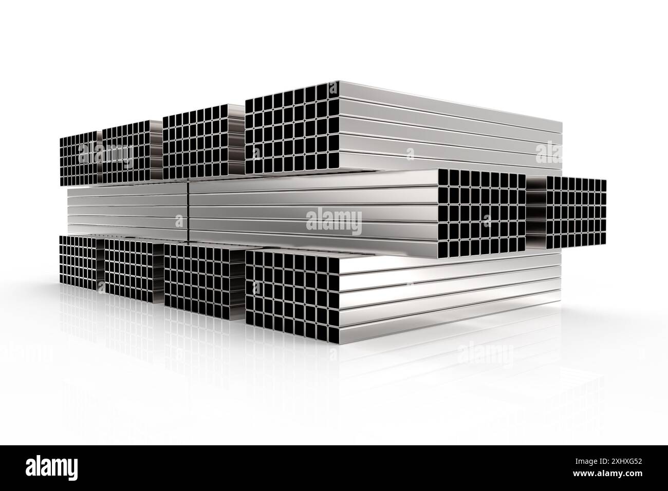 3d rendering stack of rectangular pipes on white background Stock Photo - Alamy