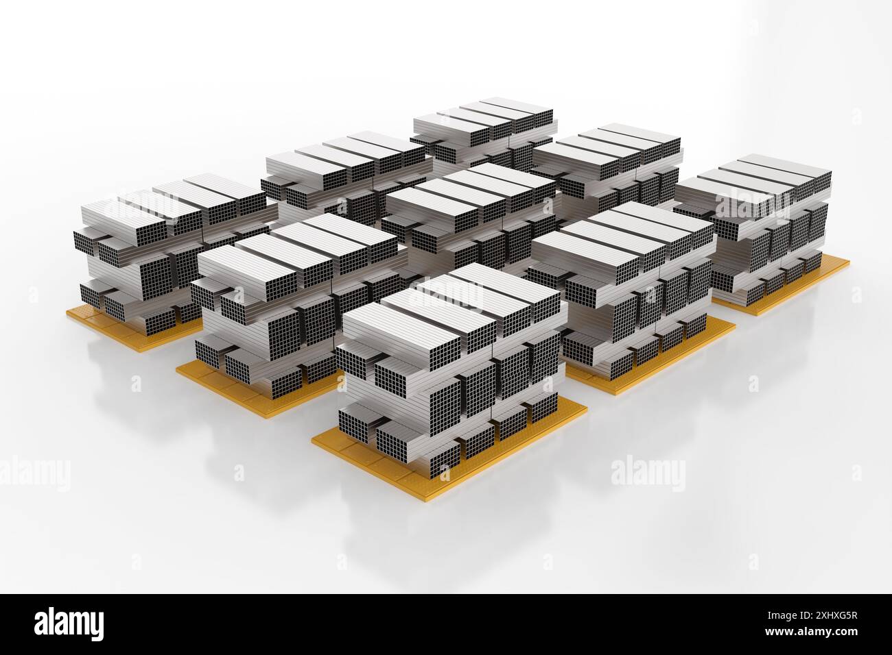 3d rendering stack of rectangular pipes on white background Stock Photo - Alamy