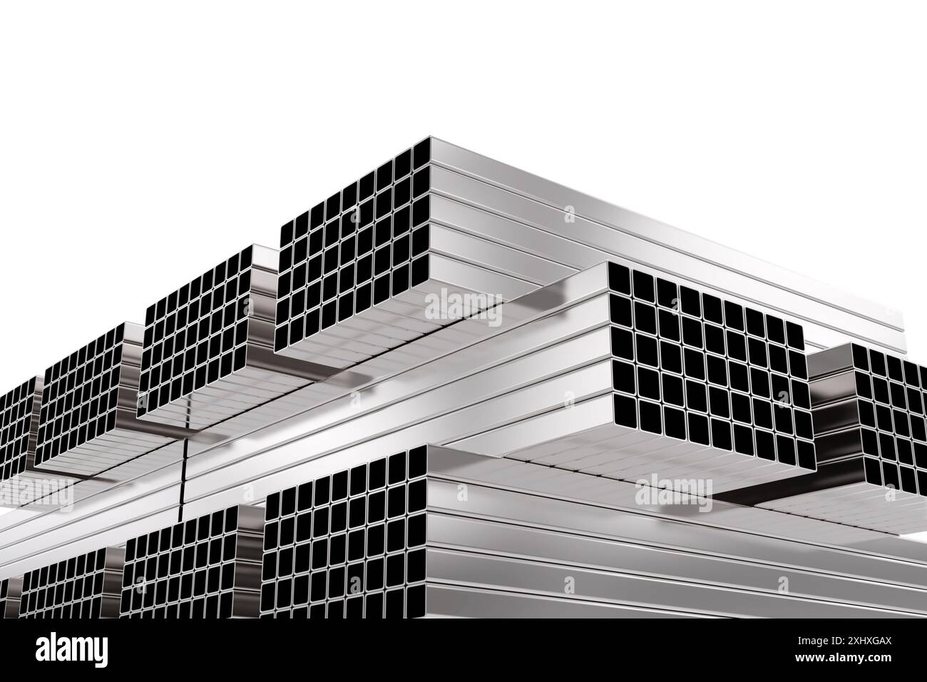 3d rendering stack of rectangular pipes on white background Stock Photo - Alamy