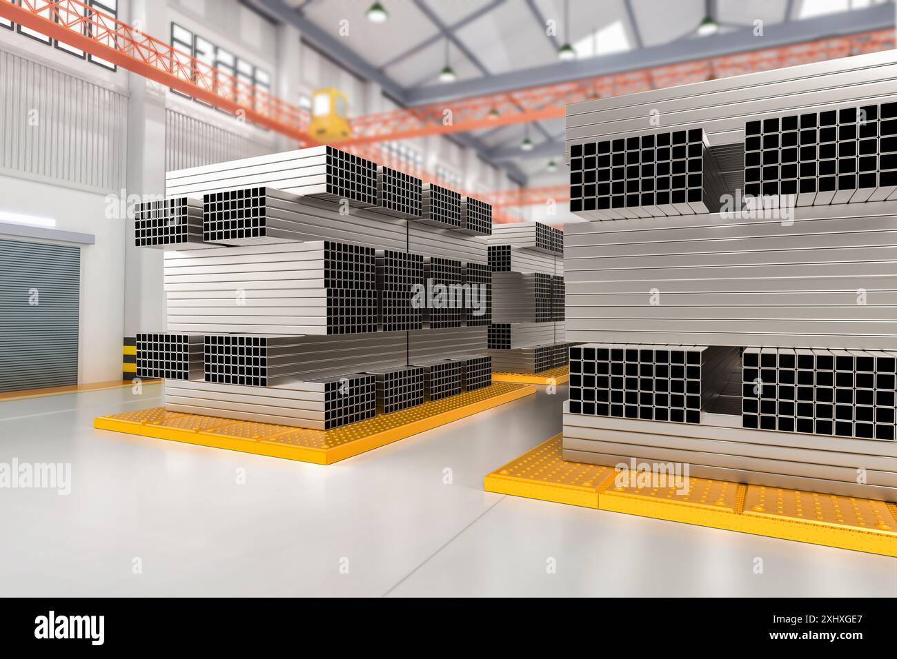 3d rendering stack of rectangular pipes in factory Stock Photo - Alamy