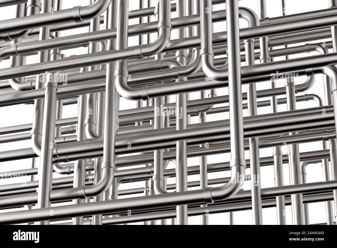 3d rendering metallic pipe maze or pipeline background Stock Photo - Alamy