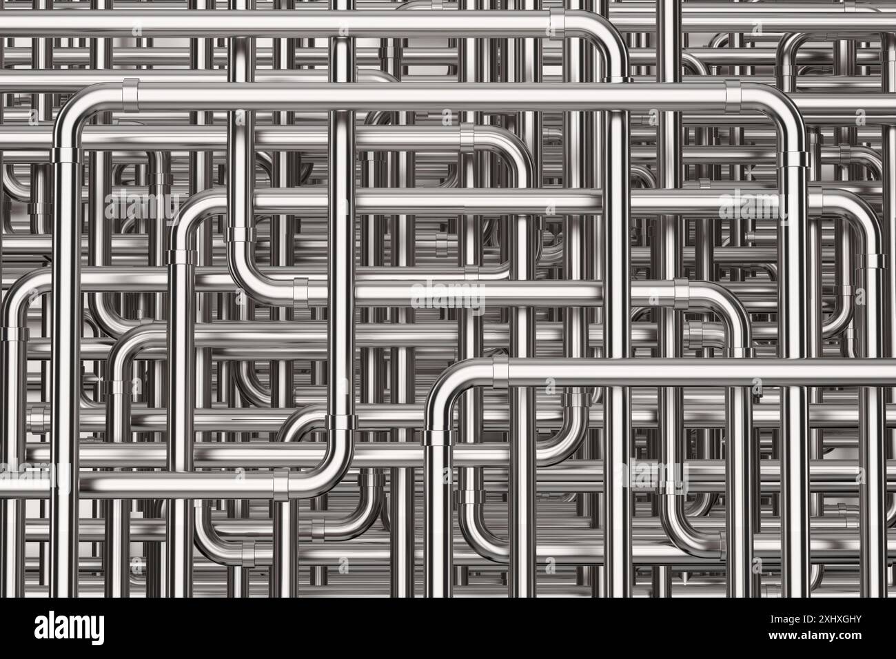 3d rendering metallic pipe maze or pipeline background Stock Photo - Alamy