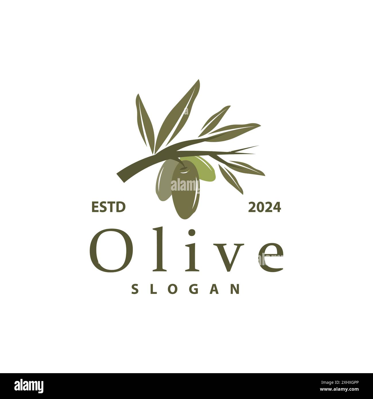 Olive Oil Logo, Olive Leaf Plant Herbal Garden Simple Elegant Luxurious ...