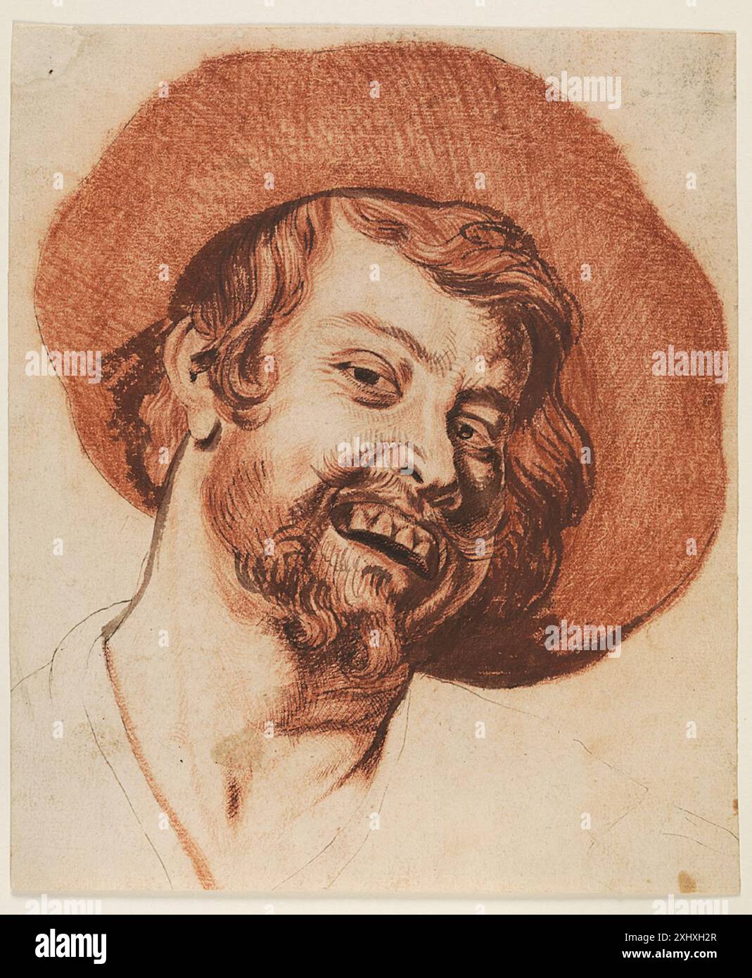 Drawing by Willem Panneels depicting the Laughing Cavalier, showing a ...