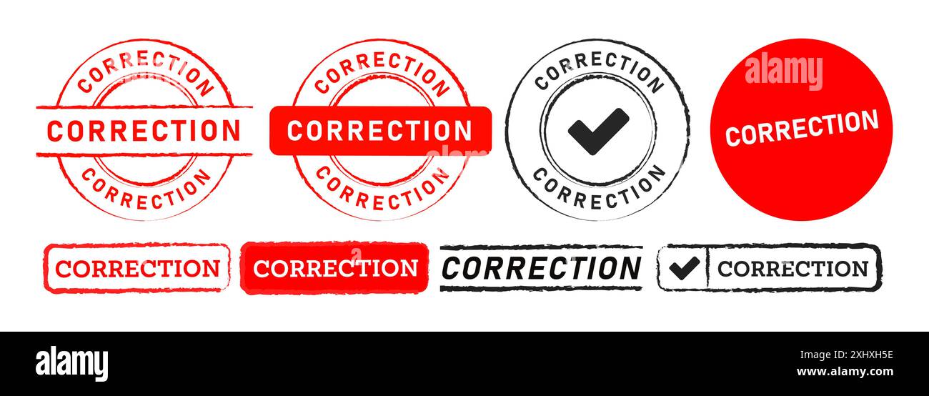 red and black rubber stamp correction label sticker sign for business ...
