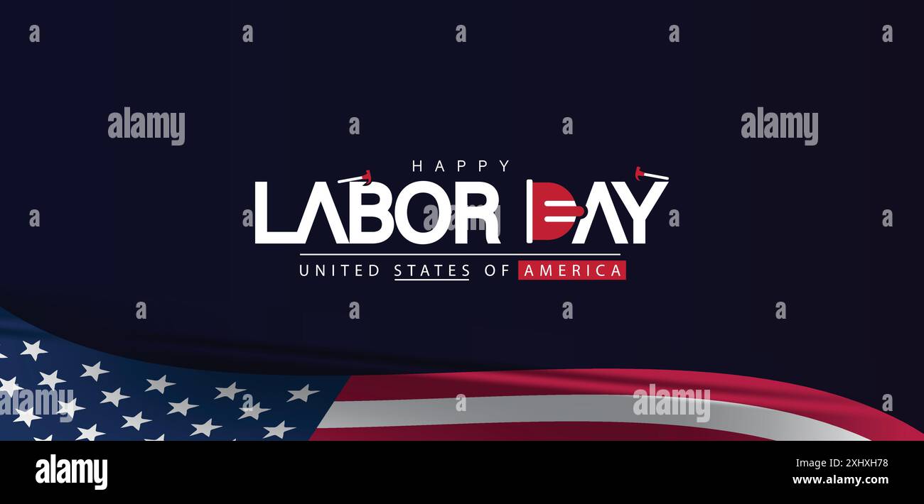 Patriotic Labor Day background with an American flag Stock Vector Image ...