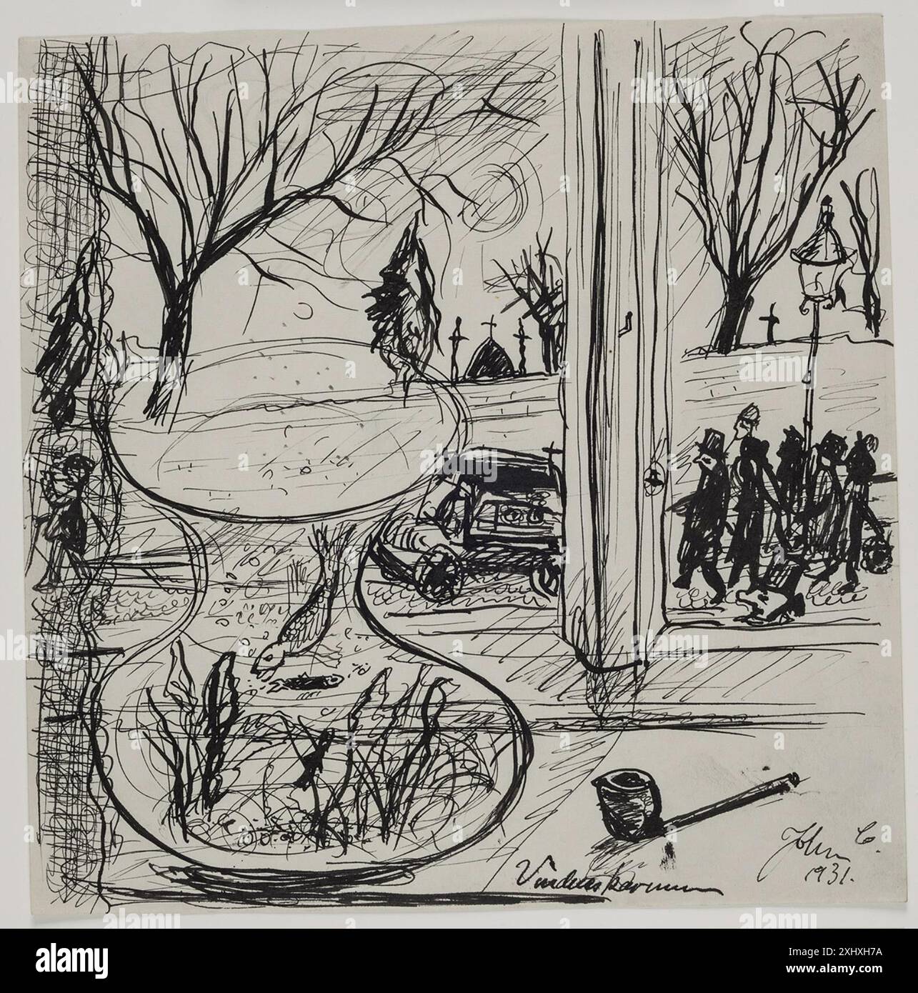 A Ligtog passes past my window Christensen, John 1896 - 1940 Drawing ...