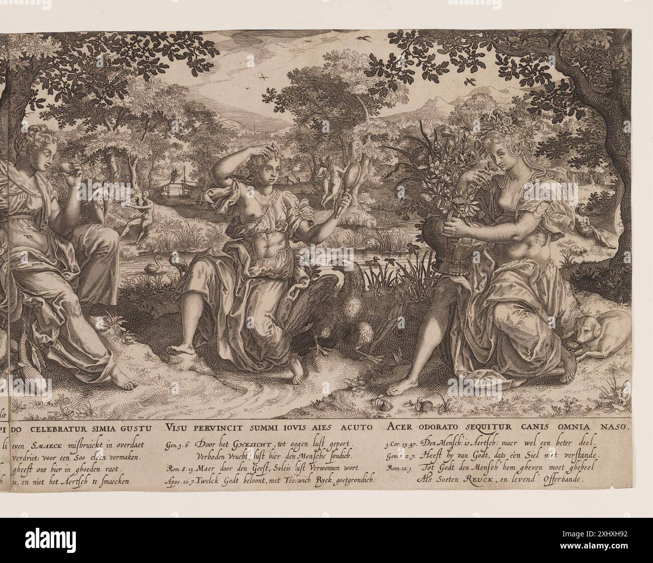 Etching 'The Five Senses' by Adriaen Collaert and Maerten de Vos ...