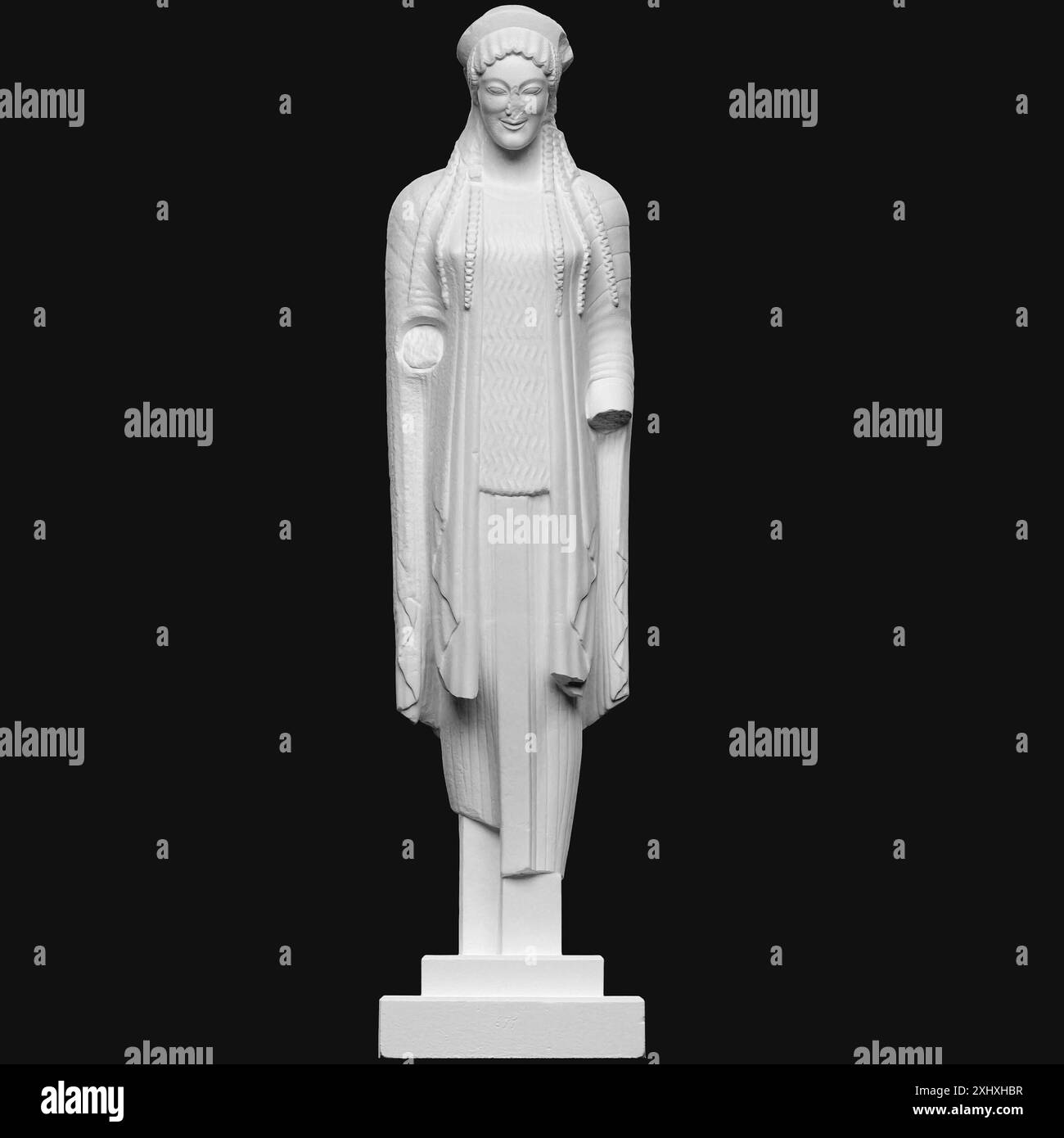 Statue of Kore wearing a chiton and epiblema, showing classical Greek ...