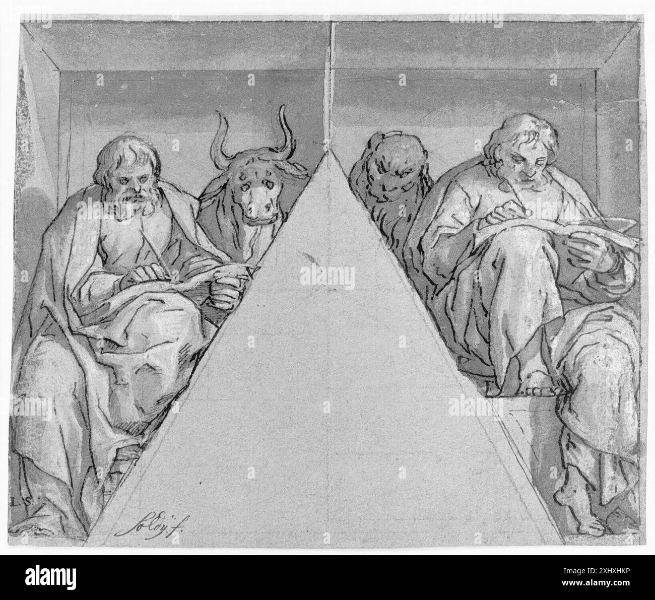 The evangelists Luke and Mark Tavarone, Lazzaro 1556 - 1641 Drawing ...
