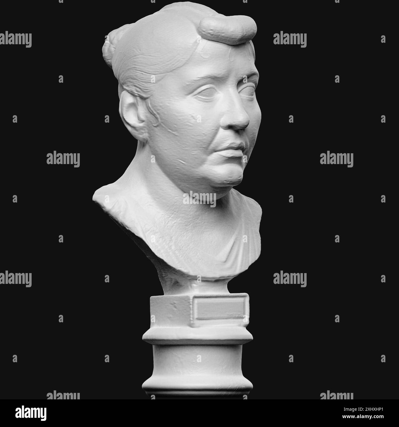 A sculpted head of an older Roman woman, showing facial features ...