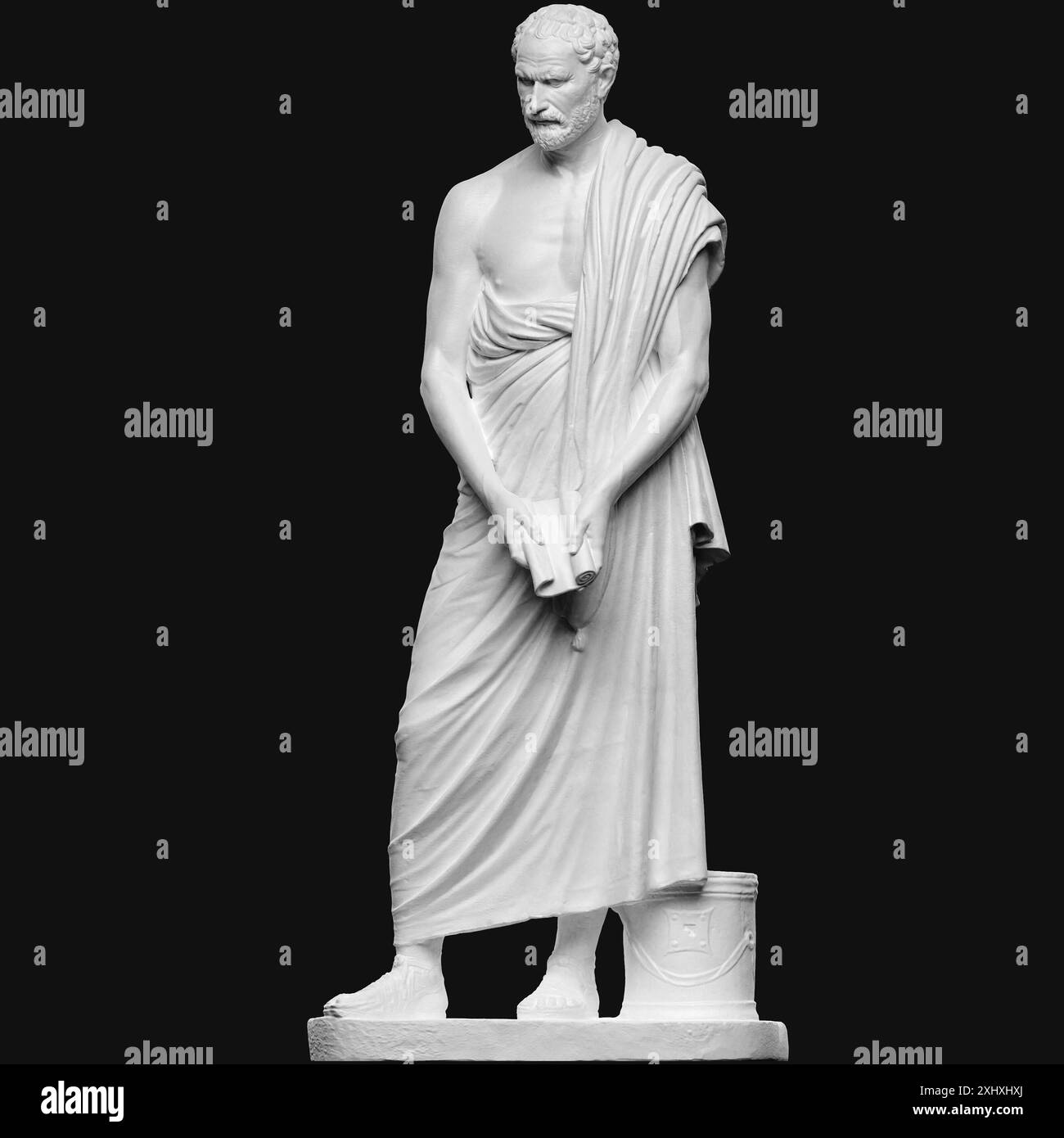 A marble statue of Demosthenes, the Greek statesman and orator ...