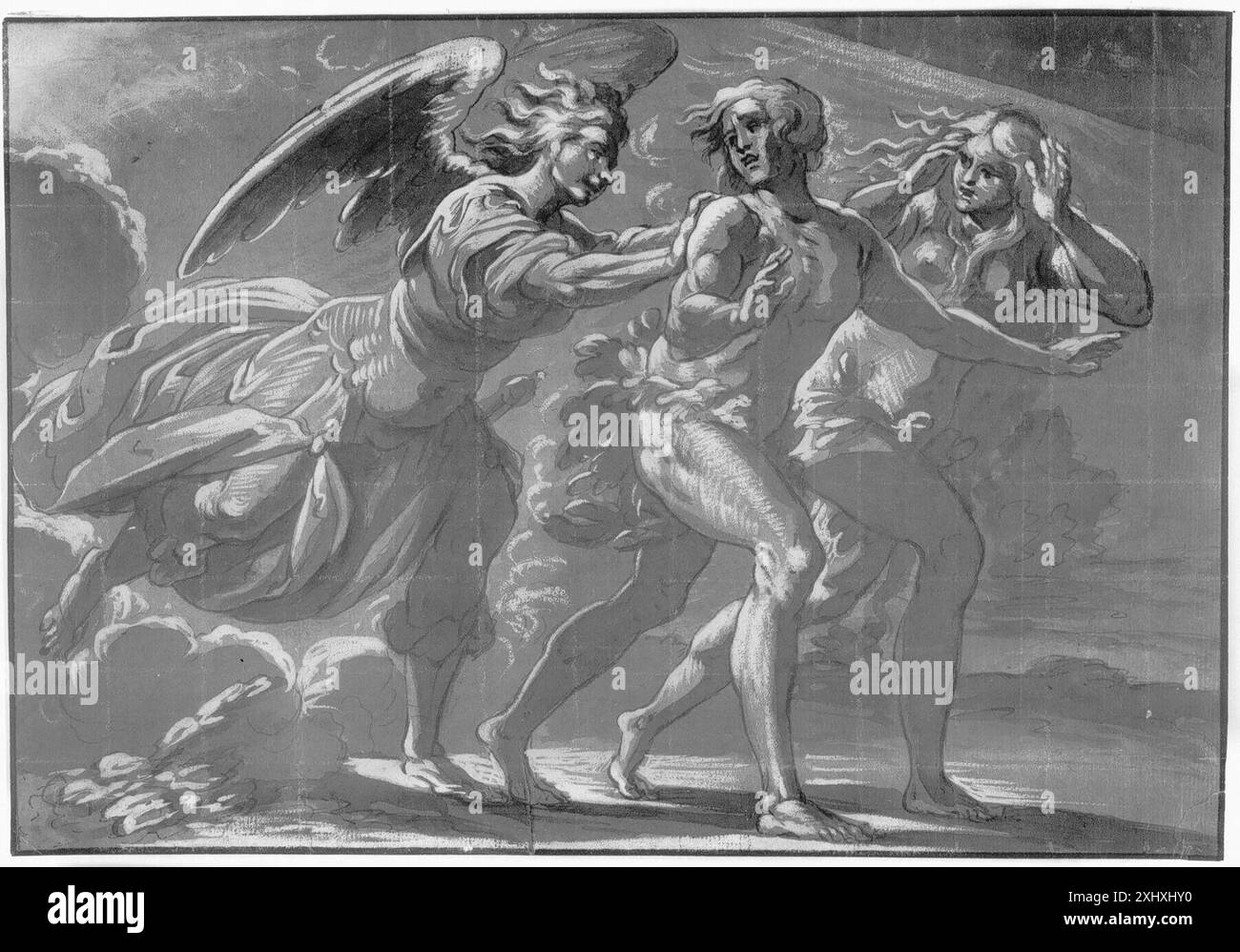 The expulsion of Adam and Eve from Paradise Benso, Giulio 1592 - 1668 ...